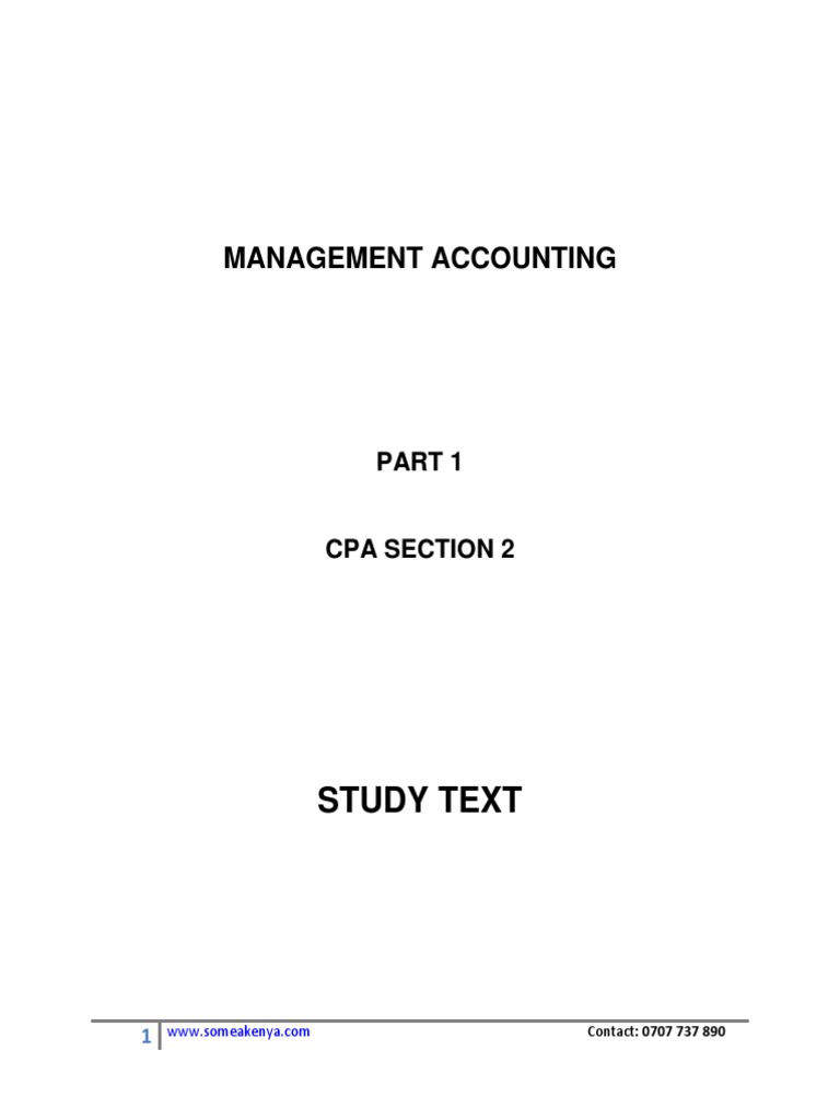 Management Accounting: Study Text | PDF
