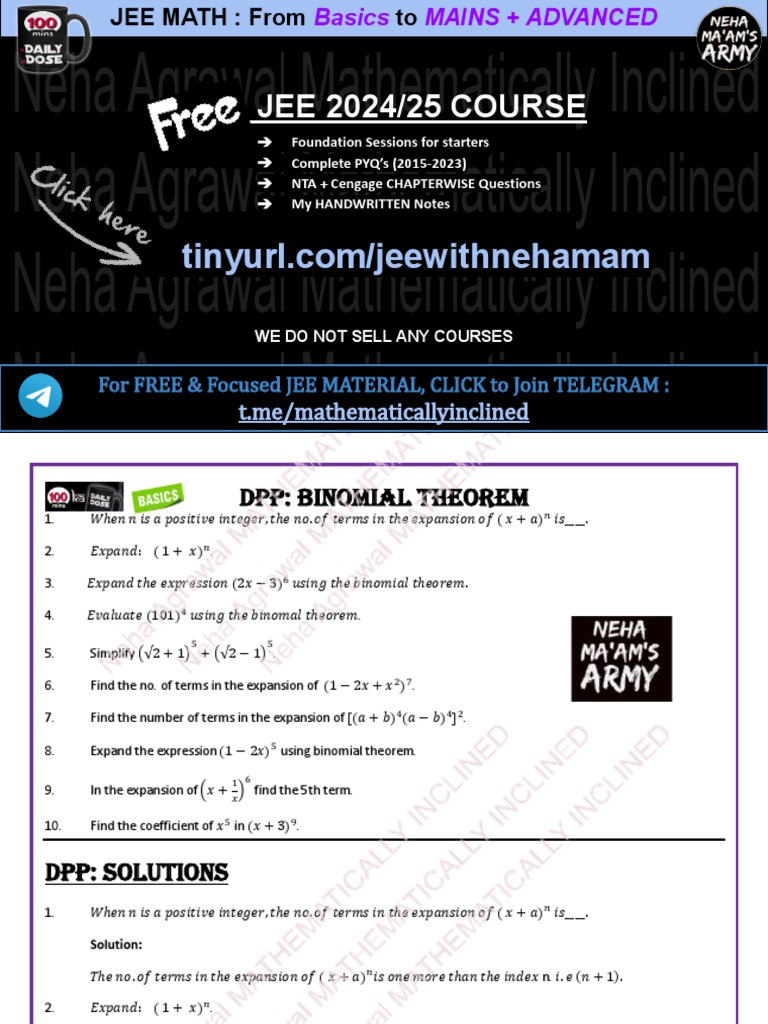 DPP-Binomial Theorem | PDF | Numerical Analysis | Mathematical Concepts