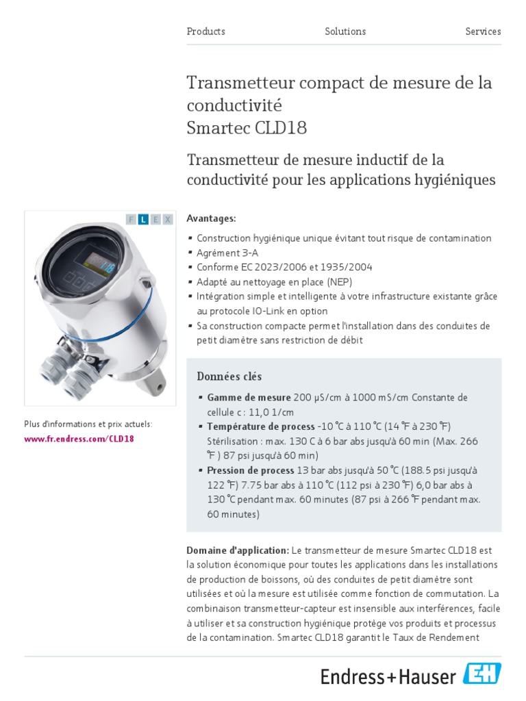 Transmetteur Smartec CLD18 Endress+Hauser | PDF