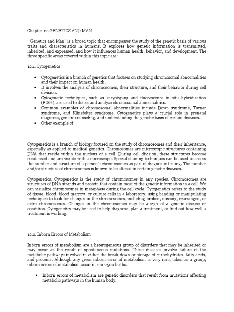 Chapter 12. Man and Genetics | PDF