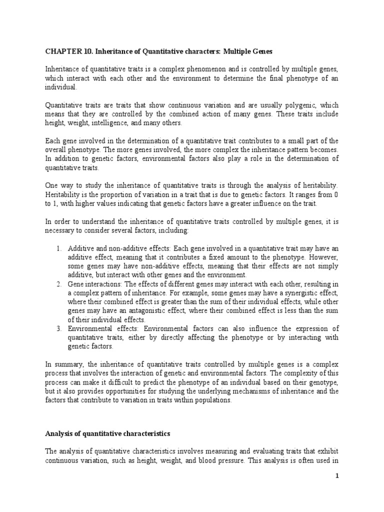 CHAPTER 10.quantitative Genetics | PDF