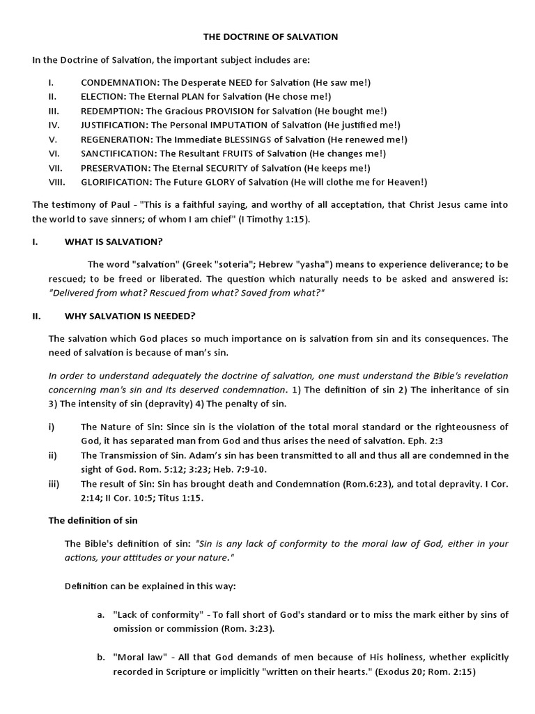 Doctrine of Salvation | PDF | Justification (Theology) | Perseverance ...