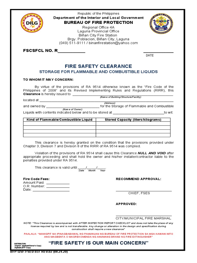 33 FSED 37F Fire Safety Clearance Storage For Flammable and Combustible ...