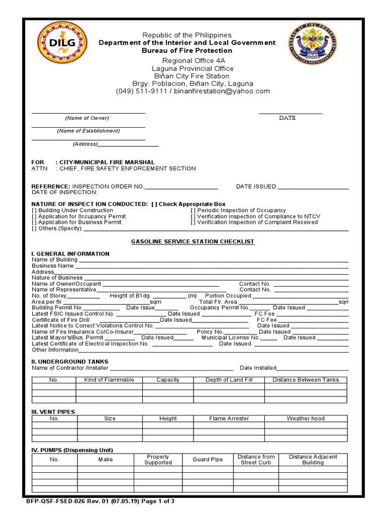 Fire Safety Inspection Report Template | PDF | Fire Safety | Safety