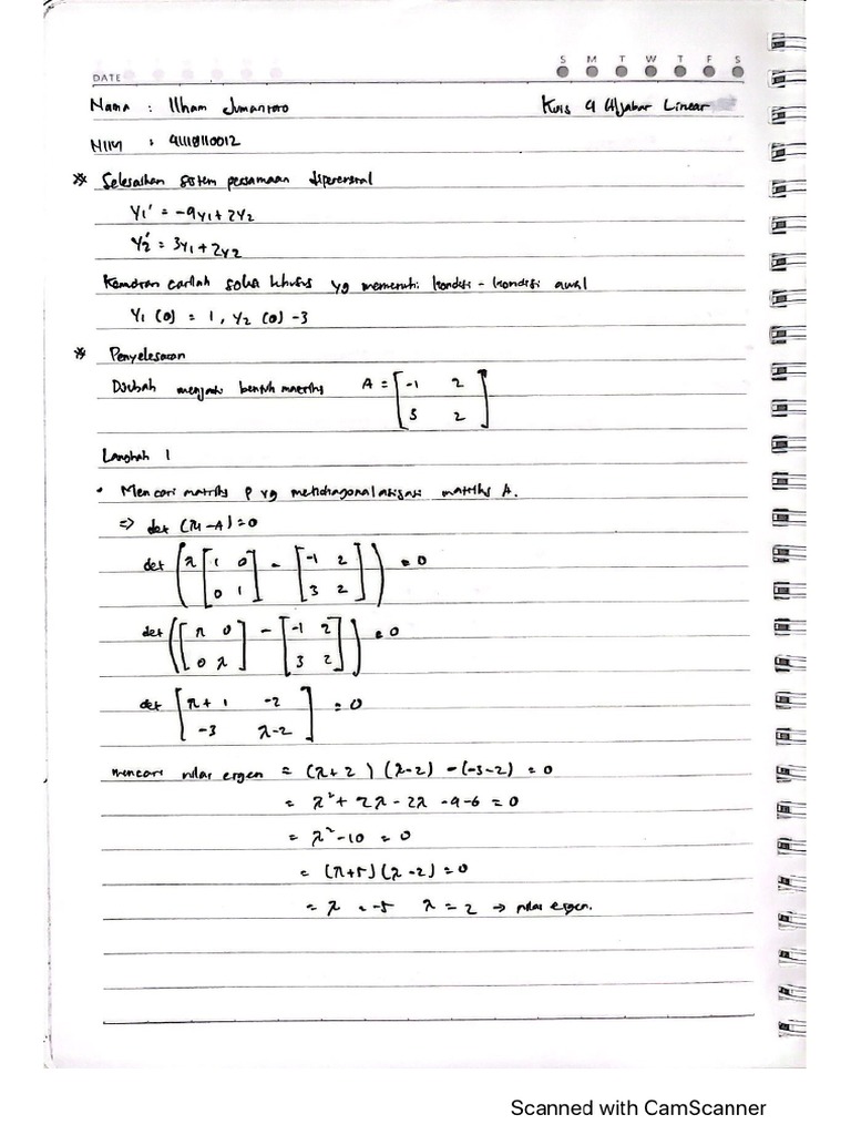Kuis 4 Aljabar Linear - Ilham Jumantoro 41119110012 | PDF