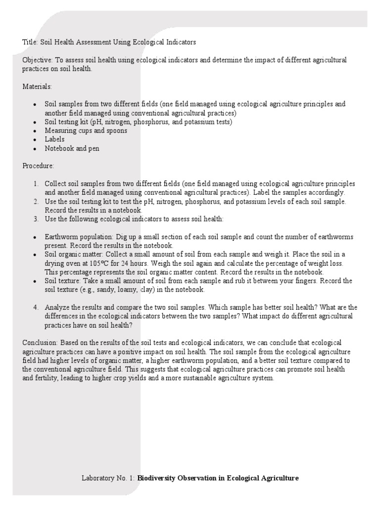 Agri 104 Lab 1 | PDF | Sustainable Agriculture | Agriculture