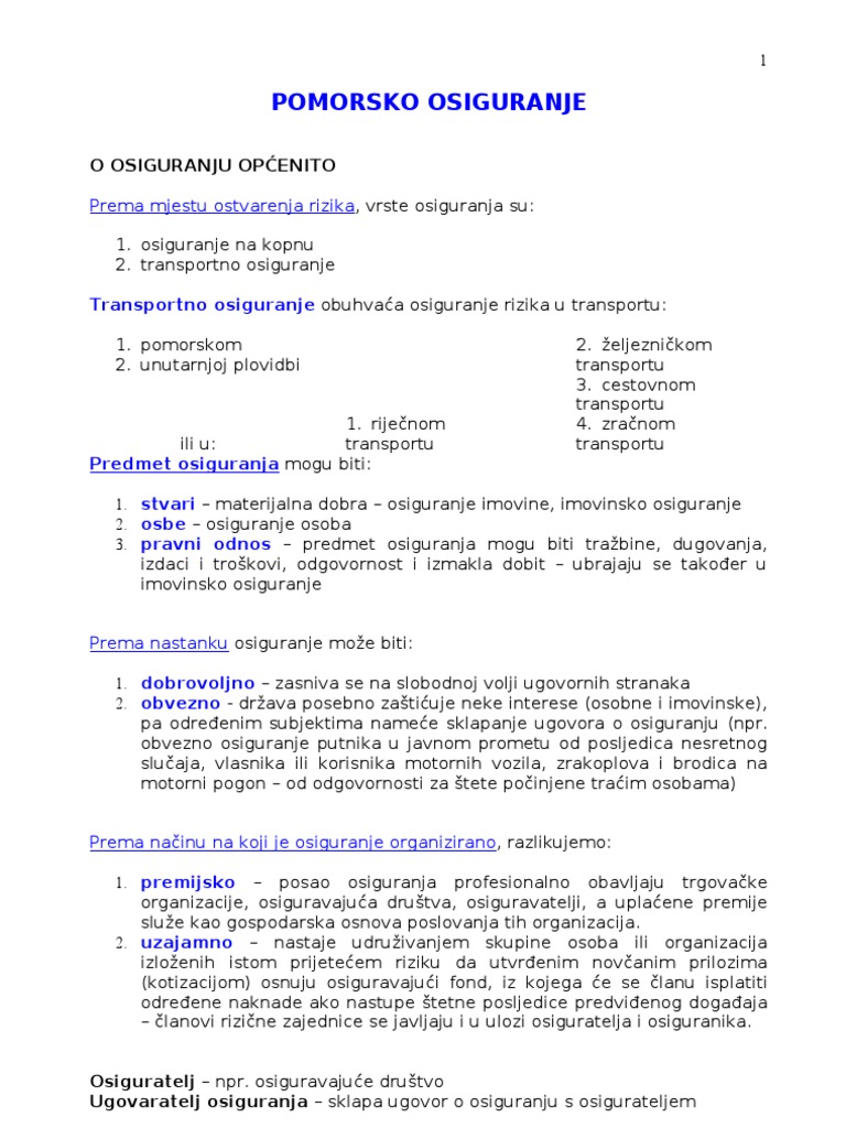 Pomorsko Osiguranje | PDF