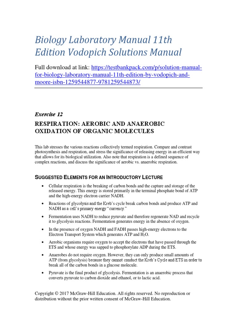 Biology Laboratory Manual 11th Edition Vodopich Solutions Manual ...