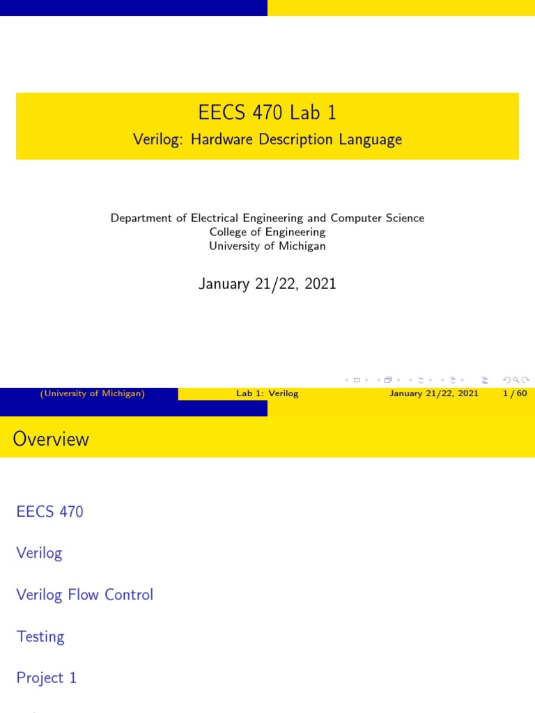 EECS 470 Lab 1: Verilog: Hardware Description Language | PDF