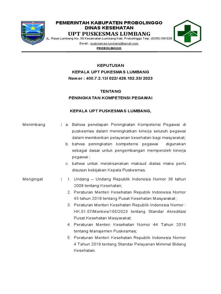 SK PENINGKATAN KOMPETENSI PEGAWAI | PDF