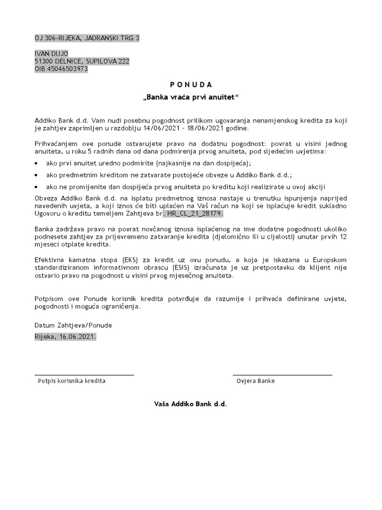 PONUDA - Banka Vra?a Prvi Anuitet - Red Week | PDF