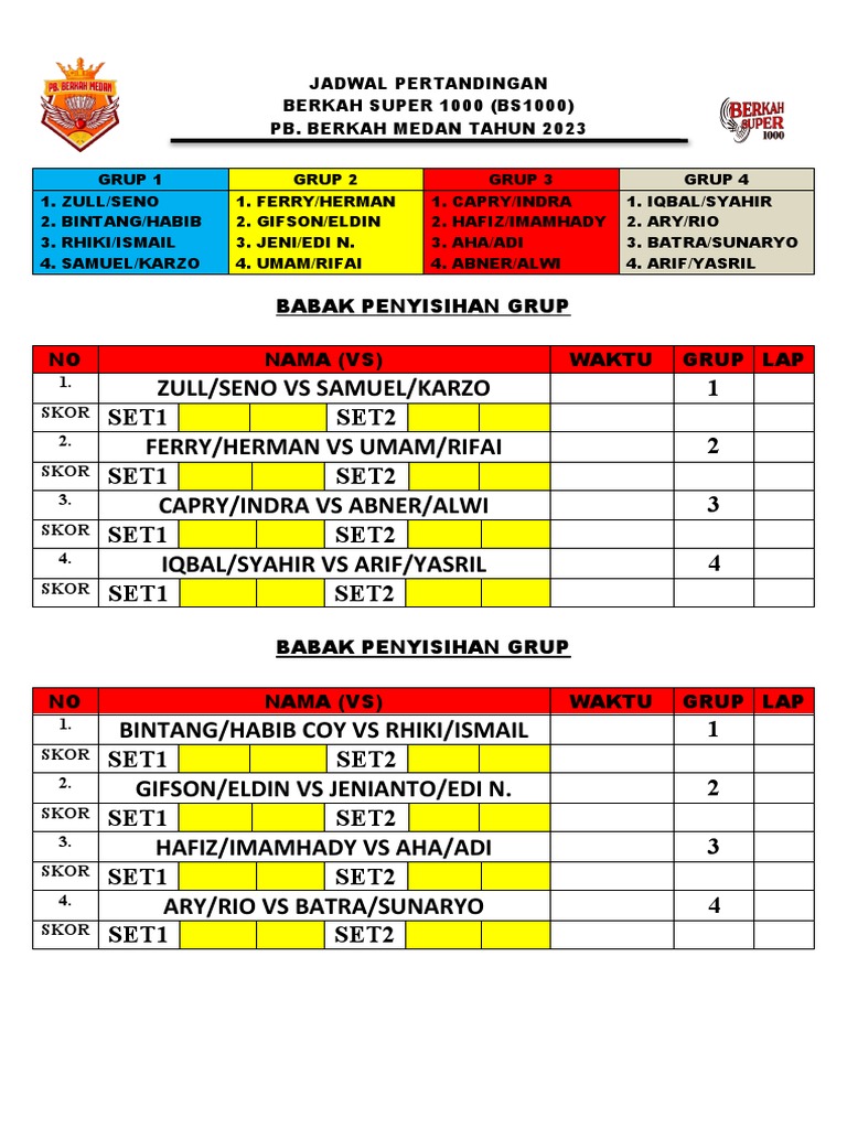 Jadwal Penyisihan BS 1000 | PDF
