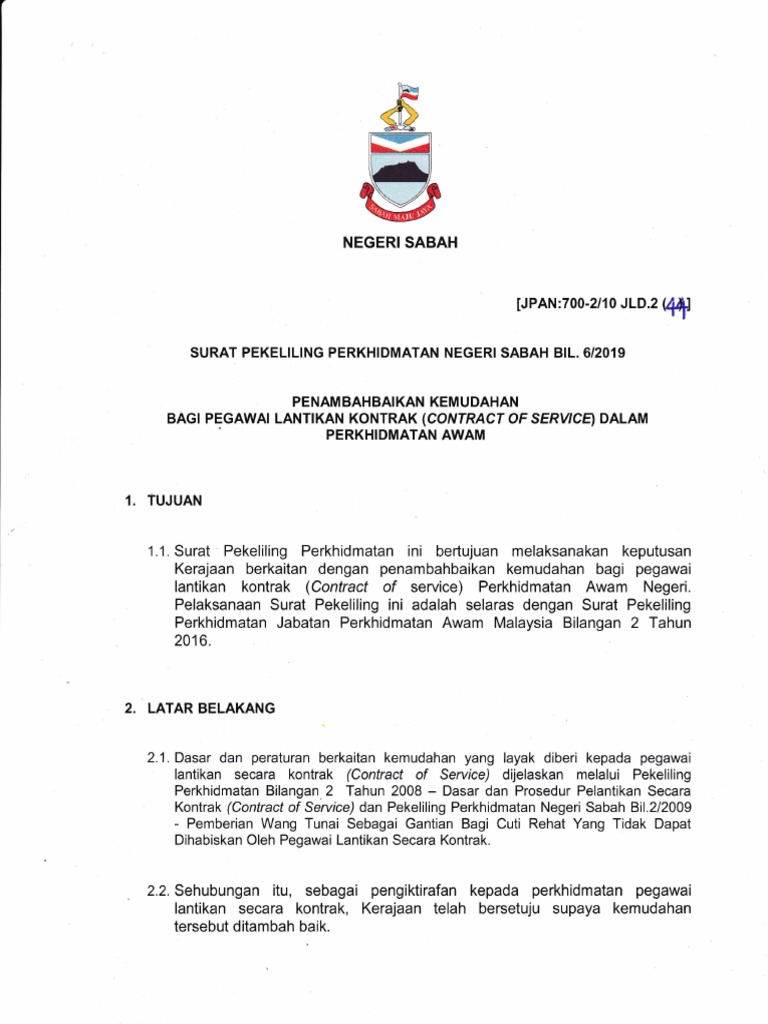 SURAT PEKELILING PERKHIDMATAN NEGERI SABAH BIL.6/20{9 | PDF