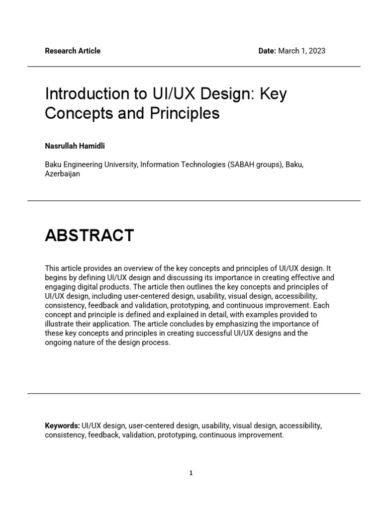 Introduction To UI UX Design Key Concept | PDF