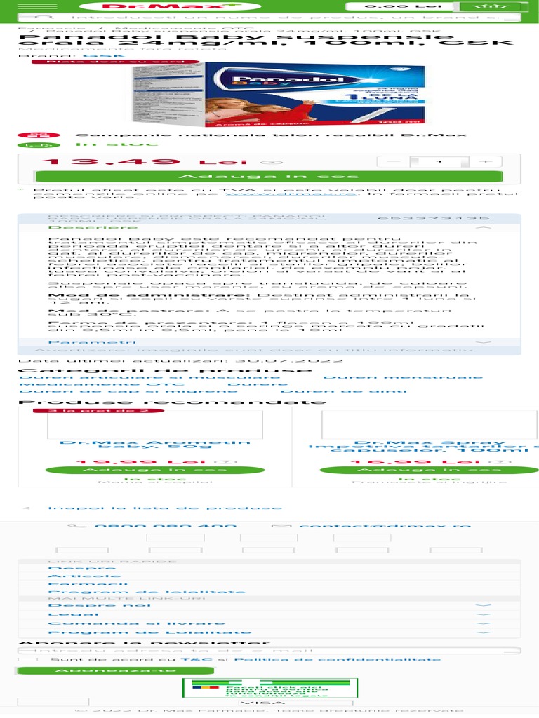 Panadol Baby Suspensie Orala 24mgml, 100ml, GSK | PDF