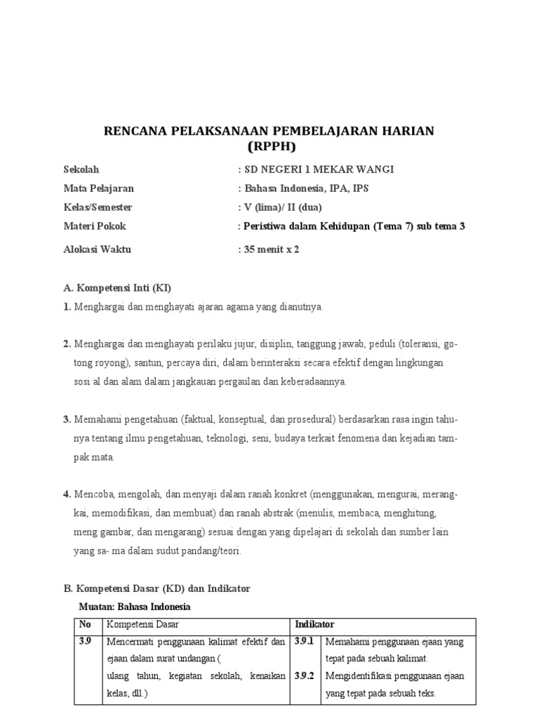 RPPH | PDF | Seni & Disiplin Bahasa