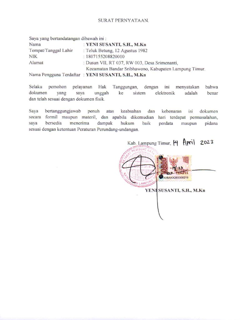 Contoh Surat Keabsahan | PDF