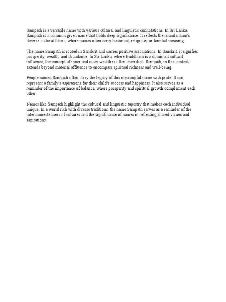 Sampath Is A Versatile Name With Various Cultural and Linguistic ...