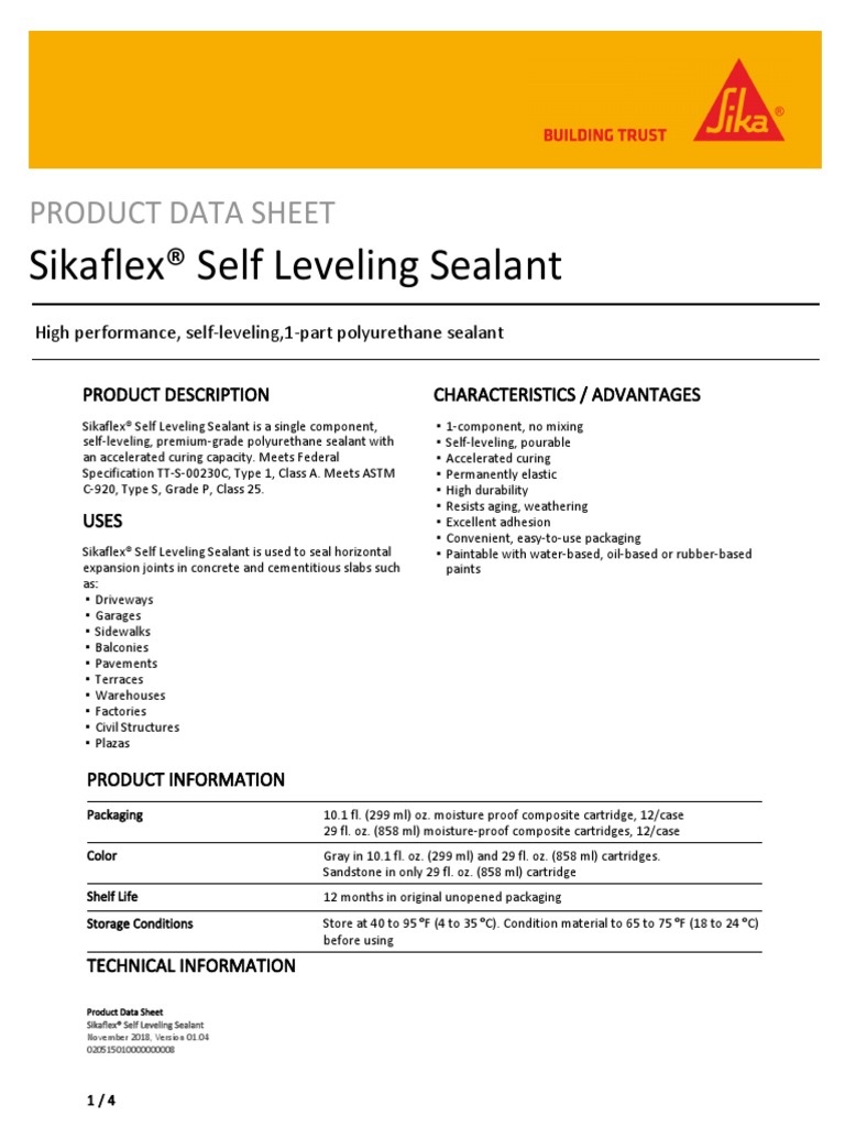 Sikaflex Self Levelingsealant | PDF | Ultimate Tensile Strength | Paint