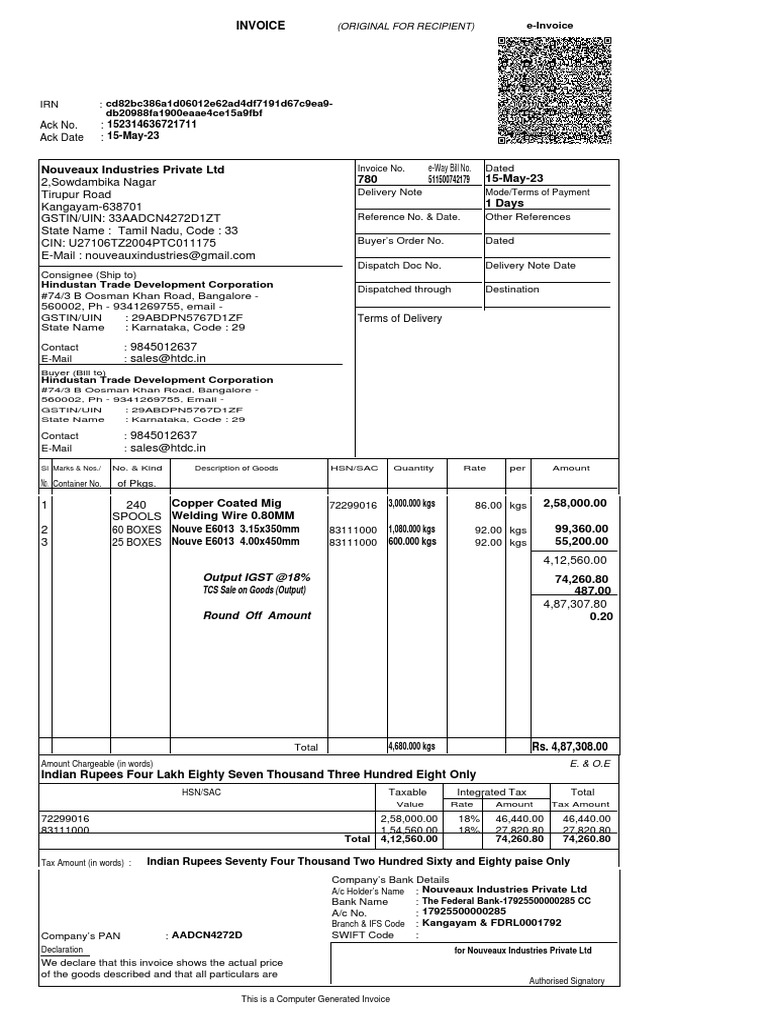 E Invoice | PDF | Invoice | Taxes