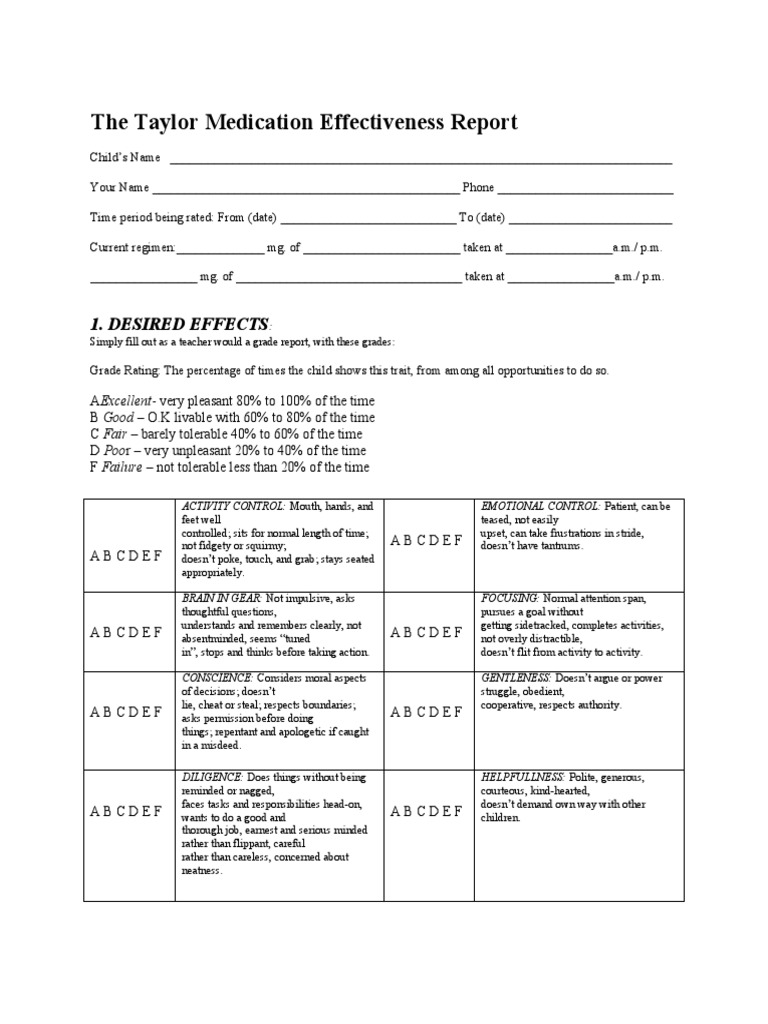 Taylor Medication Effectiveness | Download Free PDF | Abnormal ...