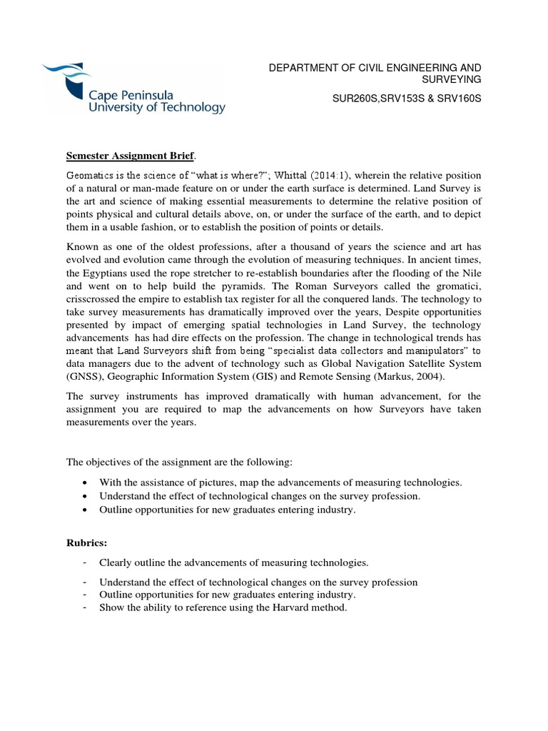 GEOMATICS SEMESTER ASSIGNMENT SUR260S - The Evolution of The Land ... GEOMATICS SEMESTER ASSIGNMENT SUR260S - The Evolution of The Land ...