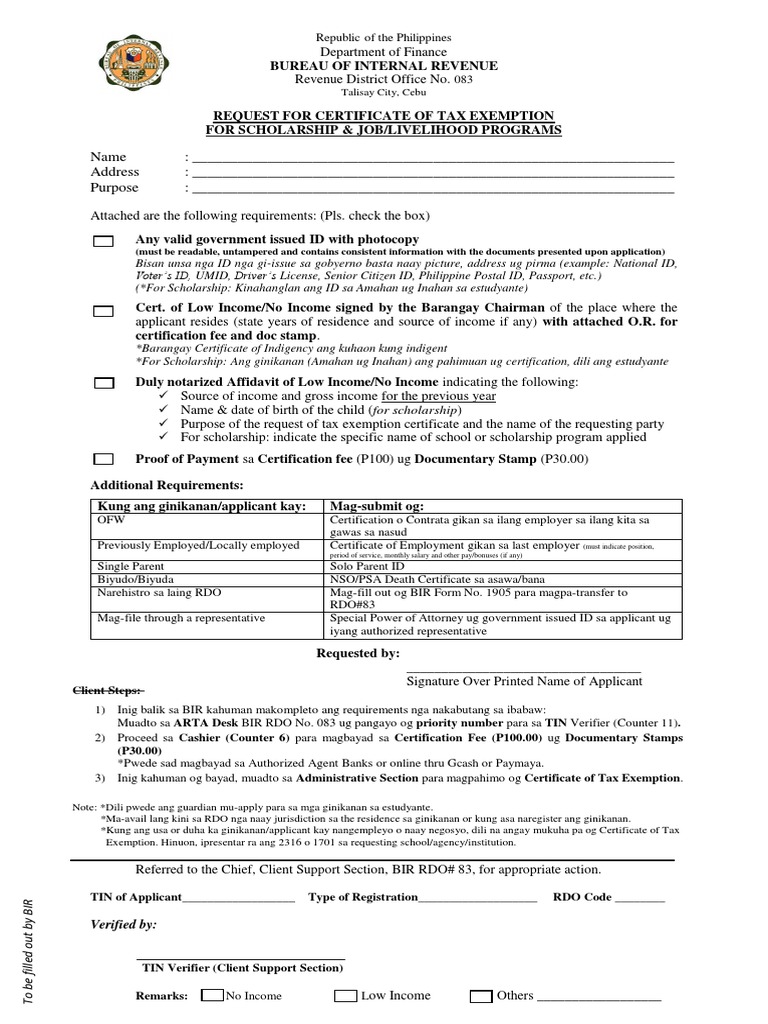 Tax Exemption Certificate Request Guide | PDF | Government | Taxes