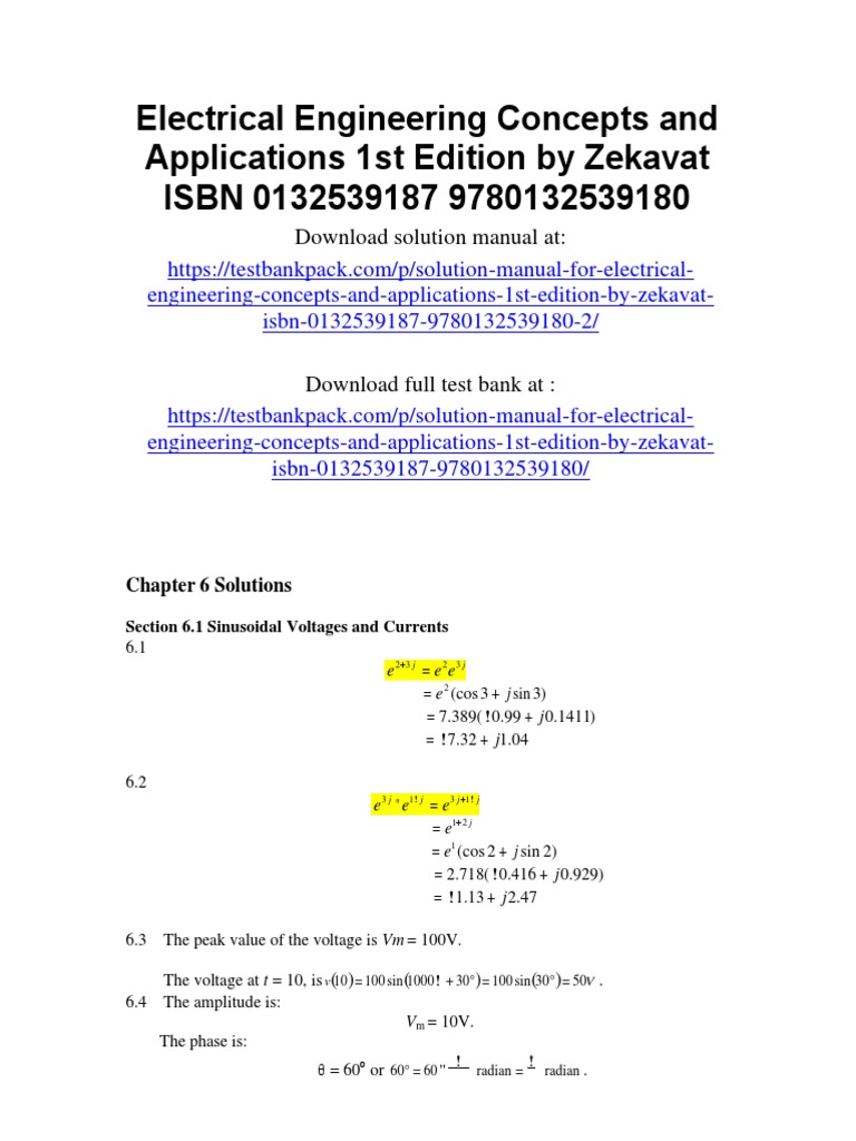 Electrical Engineering Concepts Solutions | PDF