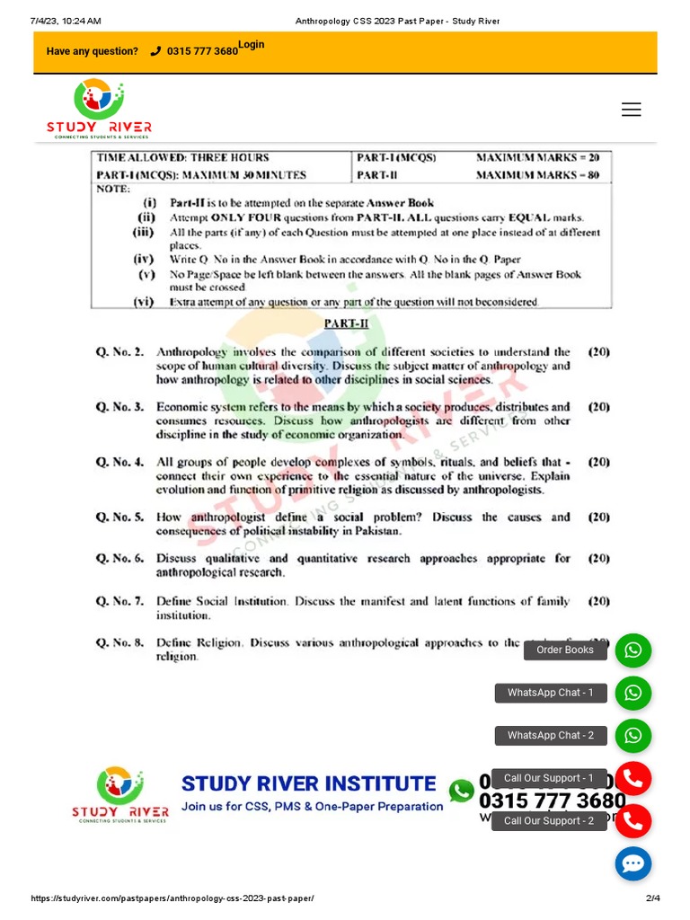 Anthropology Past Paper | PDF