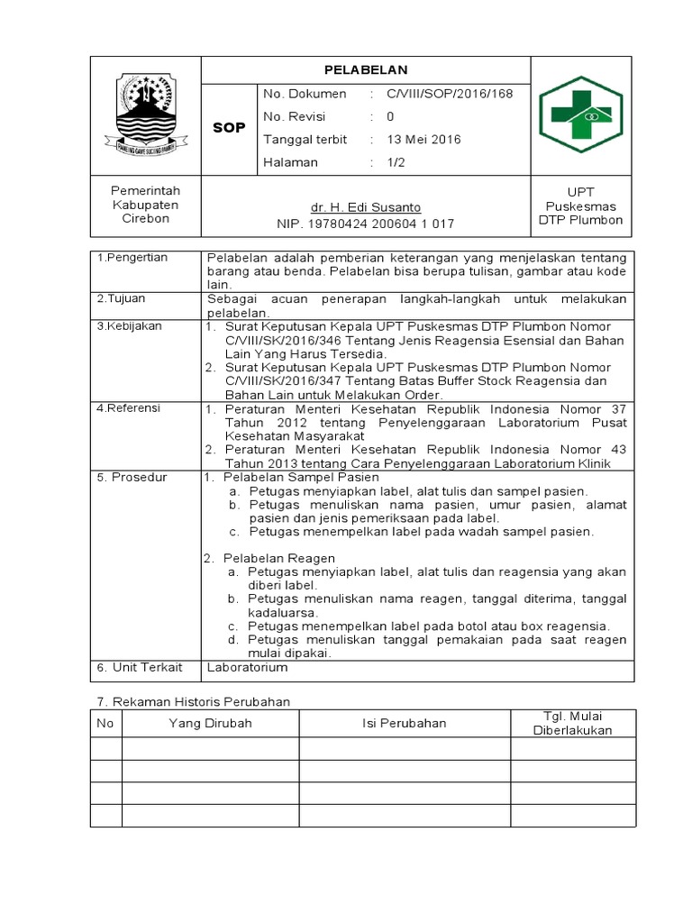 8.1.5.5. Sop Pelabelan | PDF