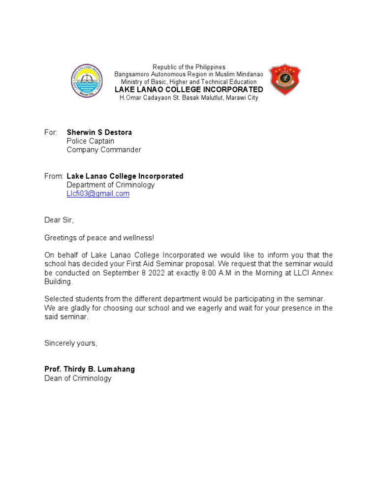 Fist Aid Letter of Approval | PDF