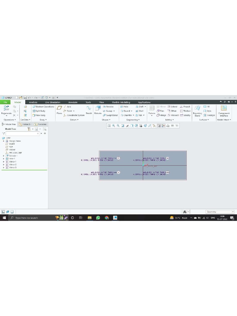 Week 5-Creo(Assembly Modelling)-Dhanush Raj-9677366100 | PDF