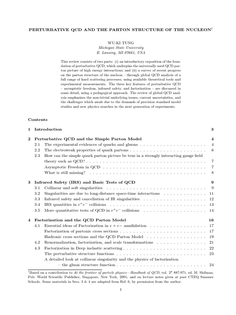 Tung, Wu-Ki - Perturbative QCD and The Parton Structure of The Nucleon | PDF