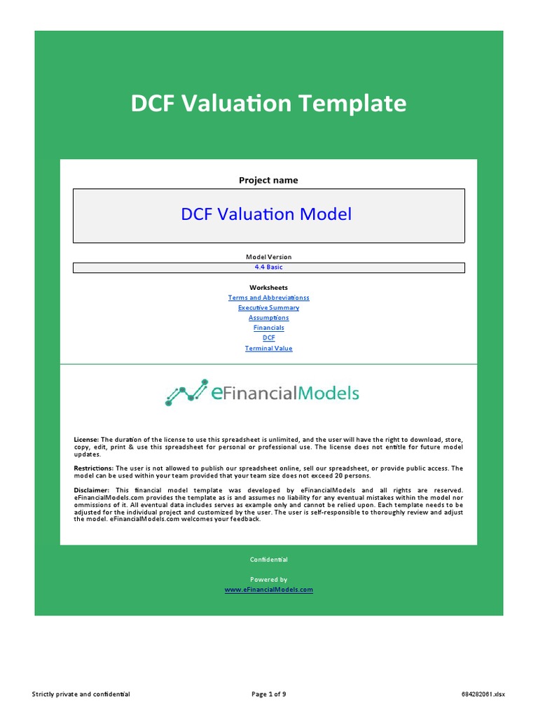 EFM DCF Model Template 4.4-Basic | PDF
