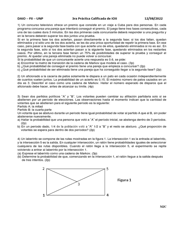3ra Práctica Calificada de IOII-1-2022 | PDF