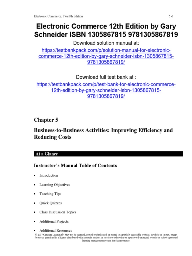 Electronic Commerce 12th Edition Gary Schneider Solutions Manual 1 | PDF | Business