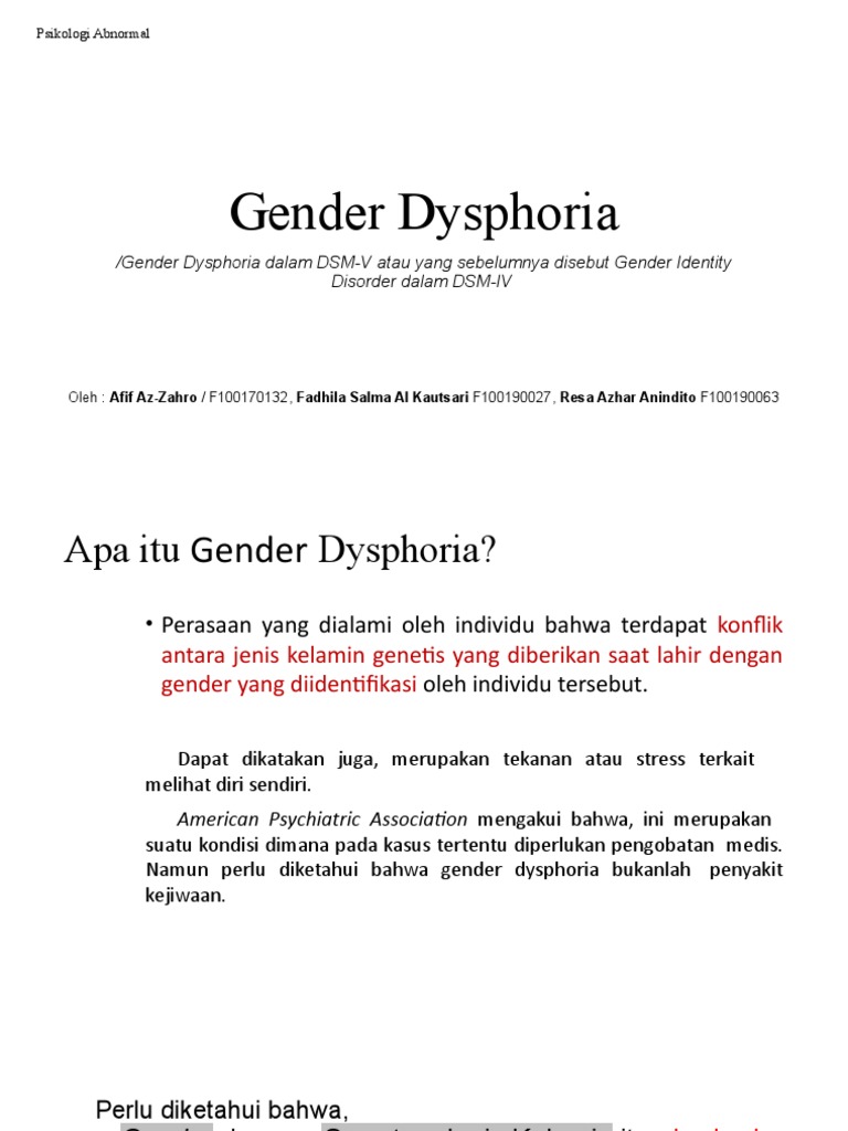 PsikologiAbnormal-D - Gender Dysphoria - Kelompok-1 | PDF ...
