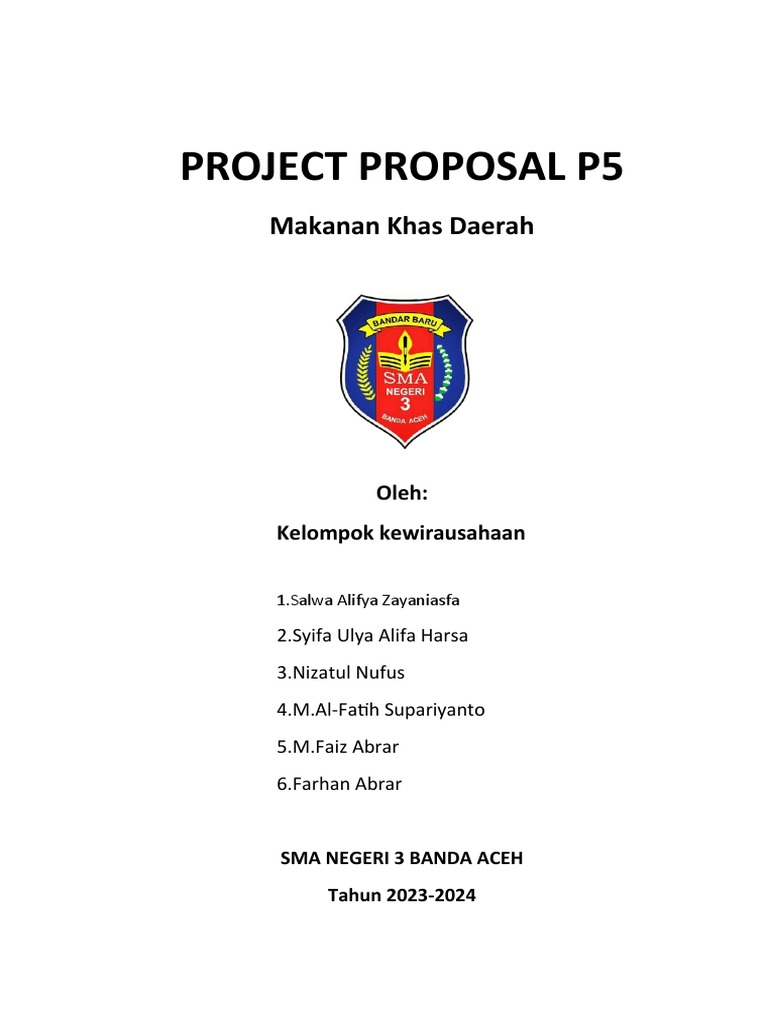 PROJECT PROPOSAL P5 Makanan Khas | PDF
