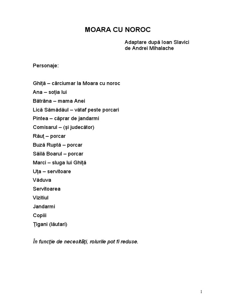 MOARA CU NOROC | PDF