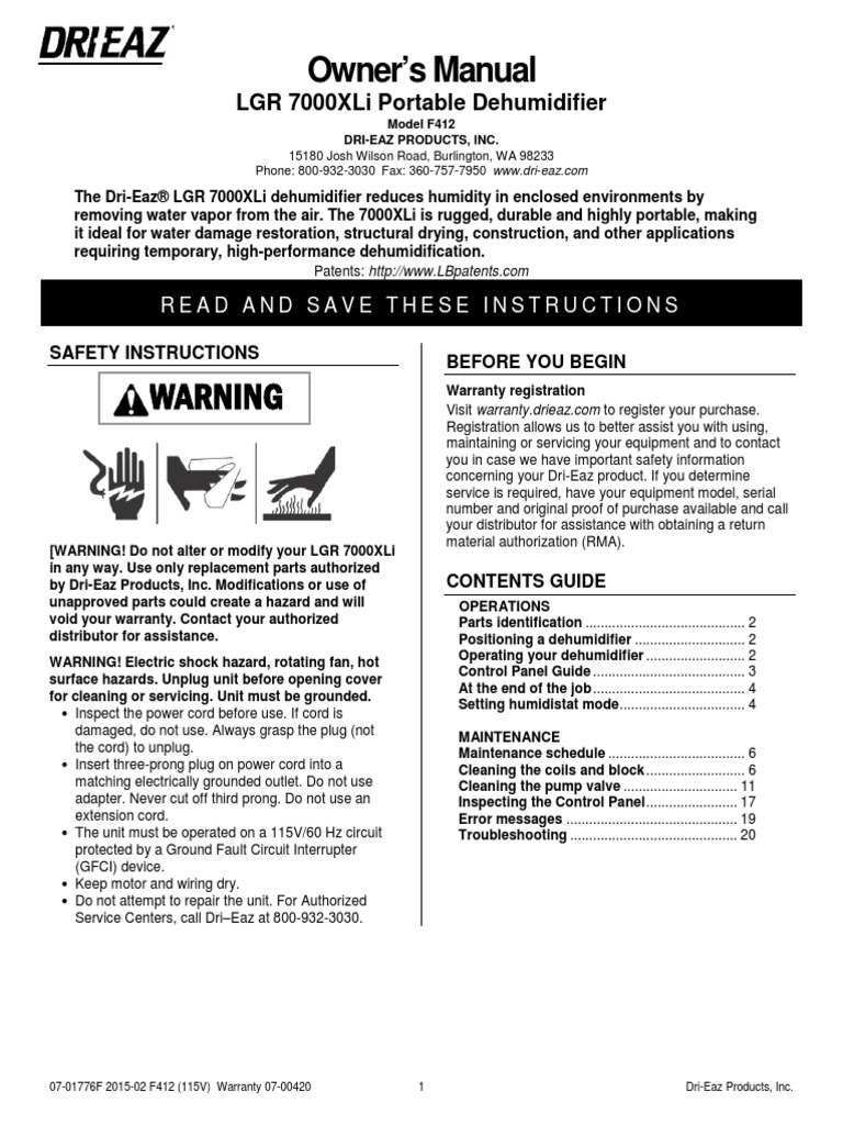 LGR 7000XLi Owners Manual - 2015 | PDF | Vacuum Cleaner | Filtration