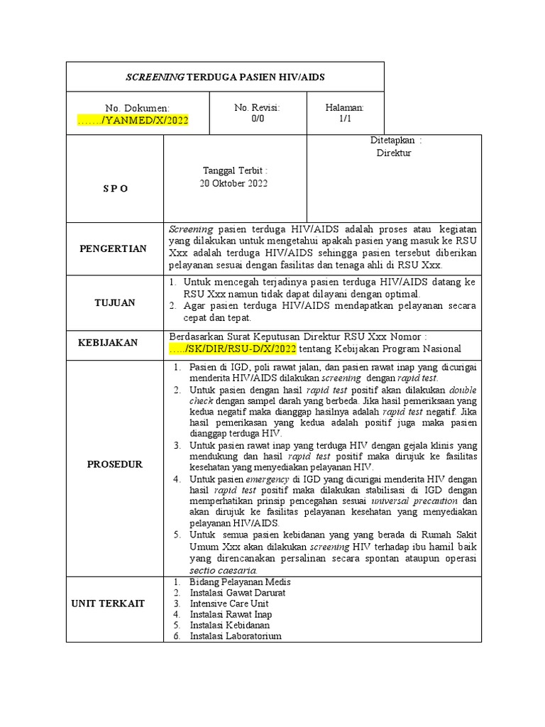 SPO SCREENING HIV AIDS Upload Scrib | PDF