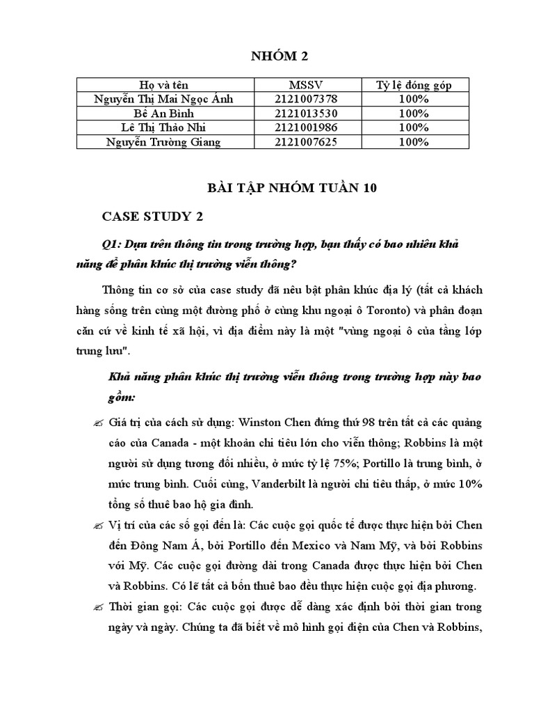 Bàitập4 CaseStudy Nhóm2 | PDF