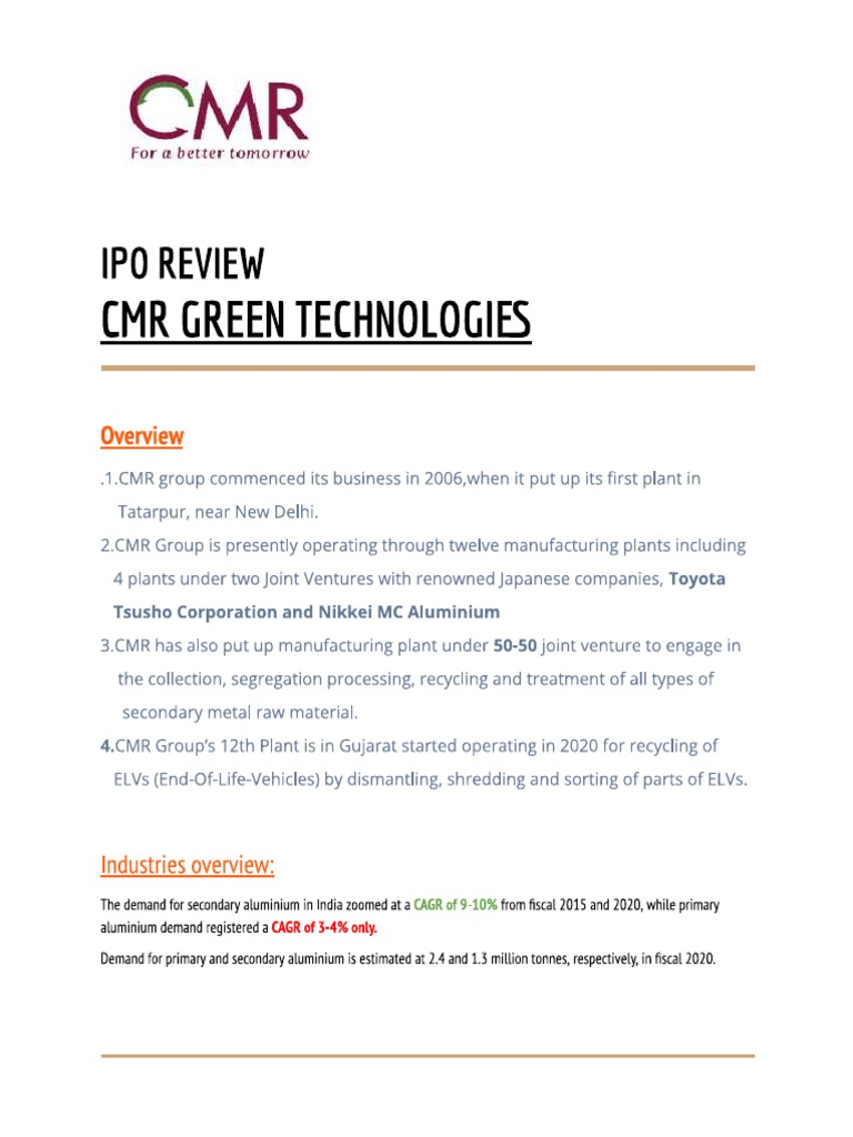 CMR Green Technologies | PDF