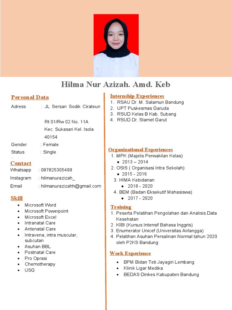 CV Hilma Nur Azizah | PDF | Kesehatan Holistik