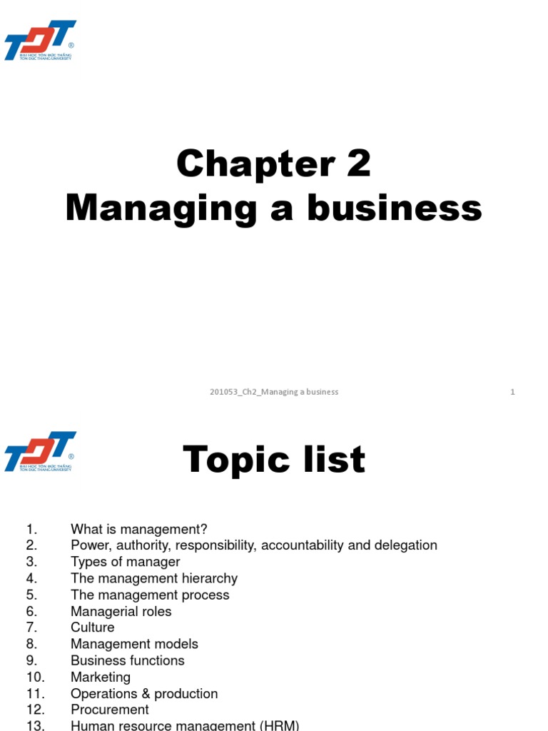Chapter 2 - Managing A Business | PDF