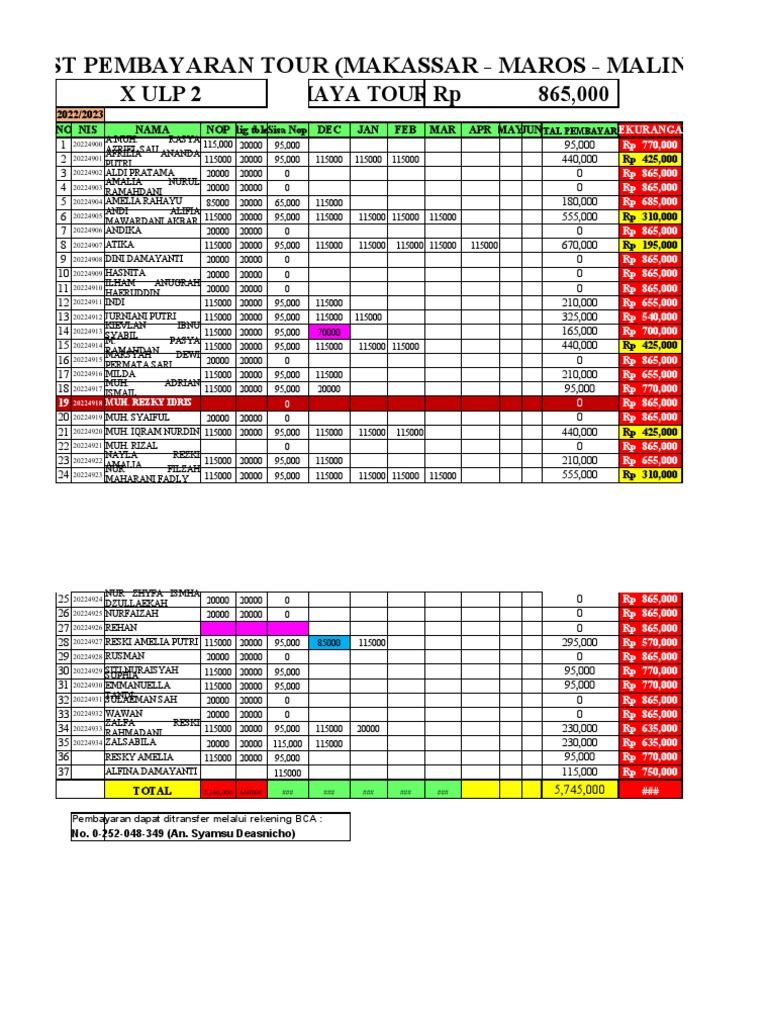 Hitungan Pembayaran Ulp 2 | PDF