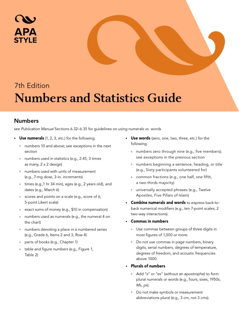 APA 7 Numbers and Statistics Guide | PDF