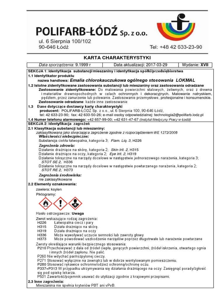 Emalia Chlorokauczukowa Lokmal | PDF
