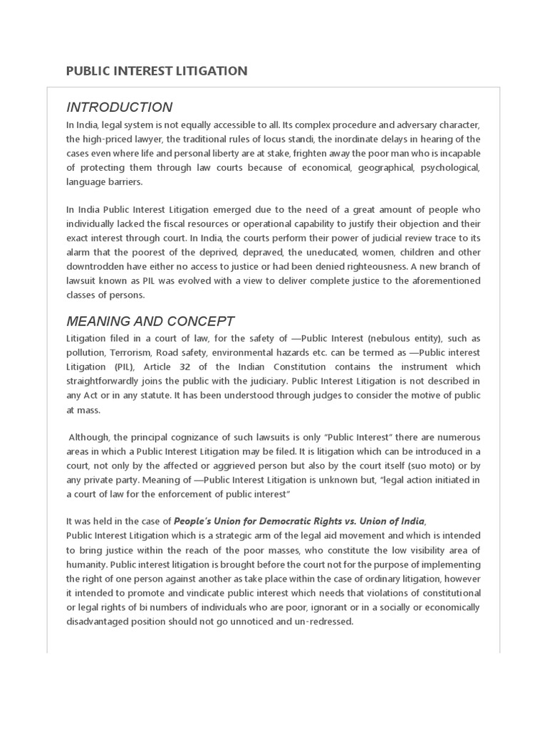 Public Interest Litigation | PDF