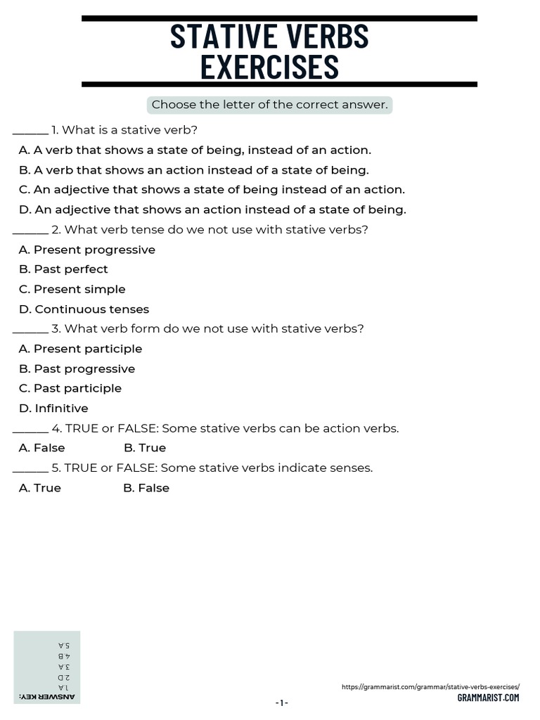 State Action Verbs Exercises Pdf Verbs BUNDLE Grade 1 Action